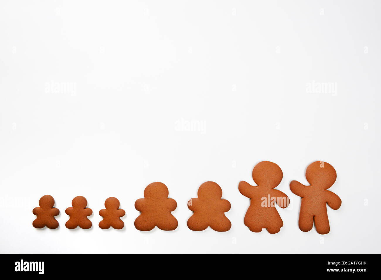 The hand-made eatable gingerbread little men on white background Stock ...