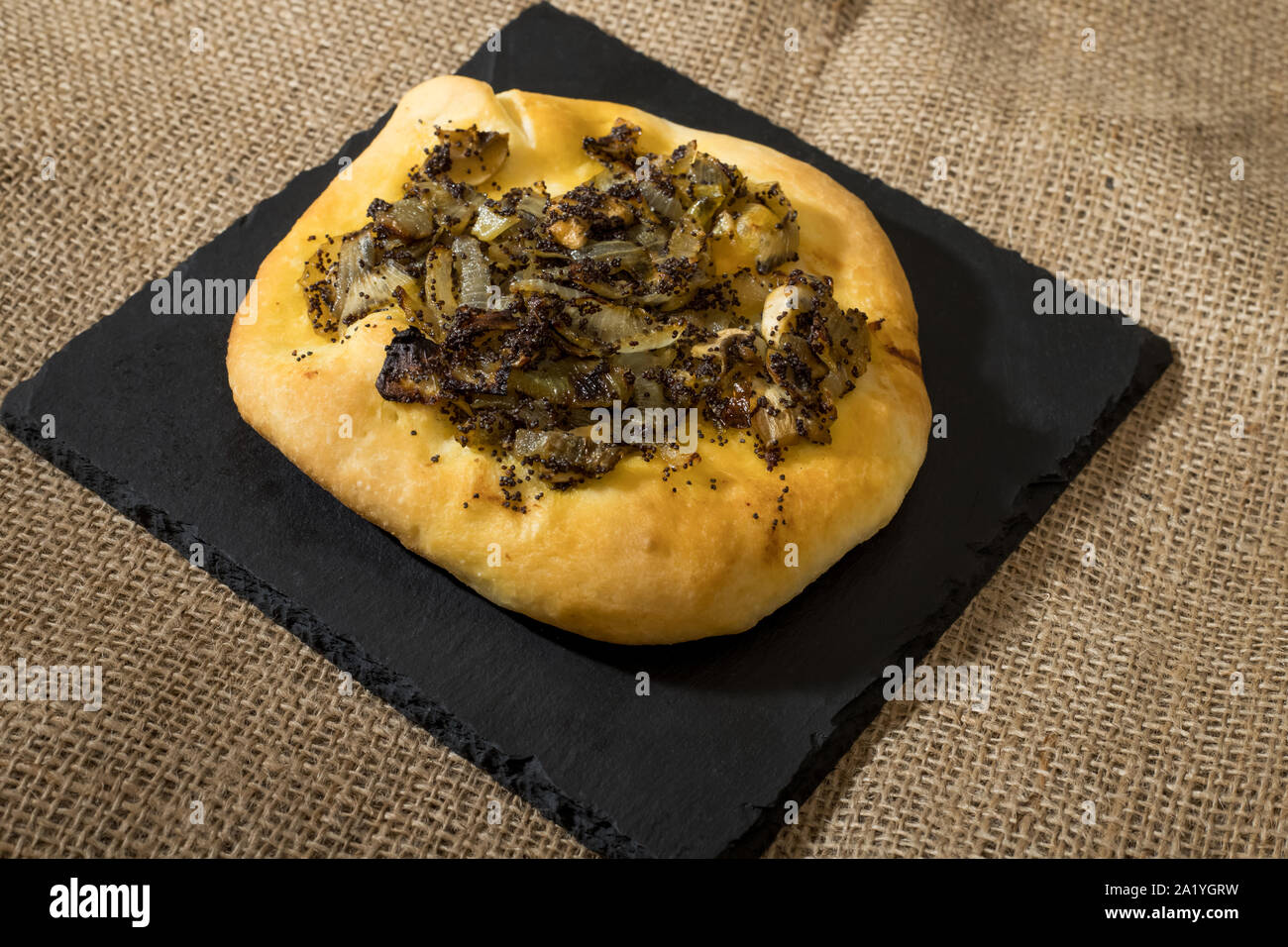 Homemade cebularz, Traditional Polish pancake with onion and common ...