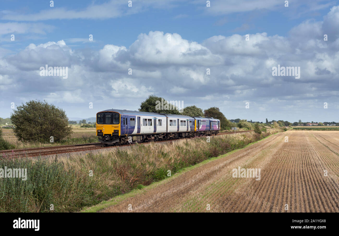 Arriva Northern rail class 150 sprinter train + class 142 pacer passing Drummersdale on the ...