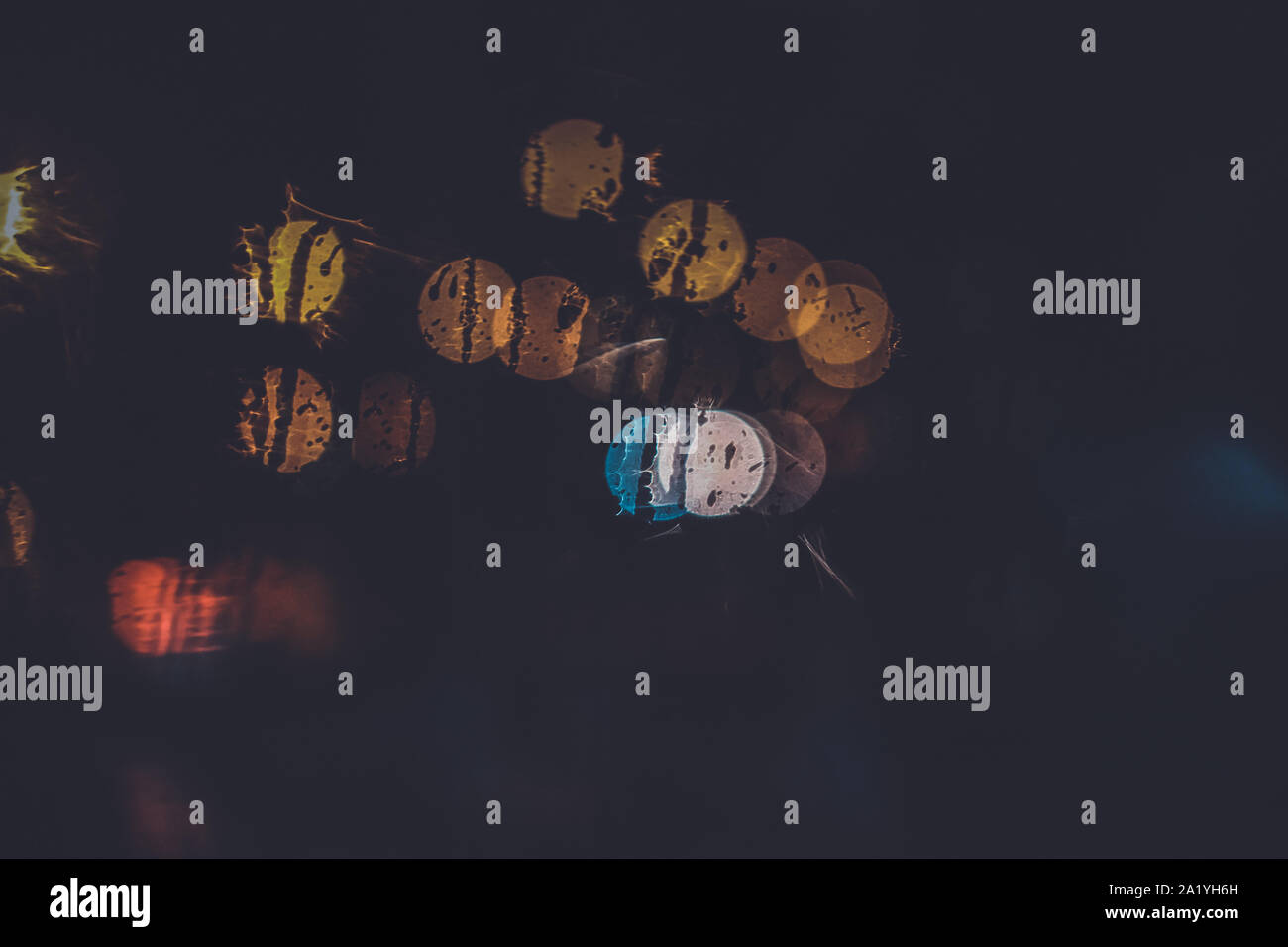 Traffic lights through the window in a rainy night Stock Photo - Alamy