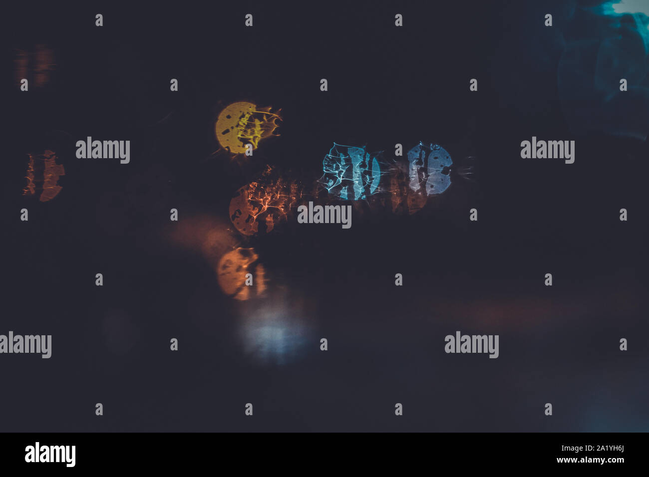 Traffic lights through the window in a rainy night Stock Photo - Alamy