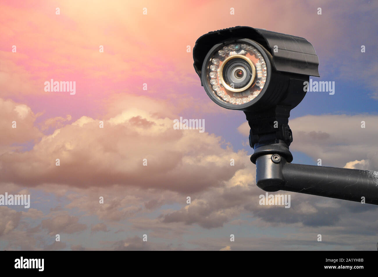 security camera on a background of a dark blue sky. Security Stock ...