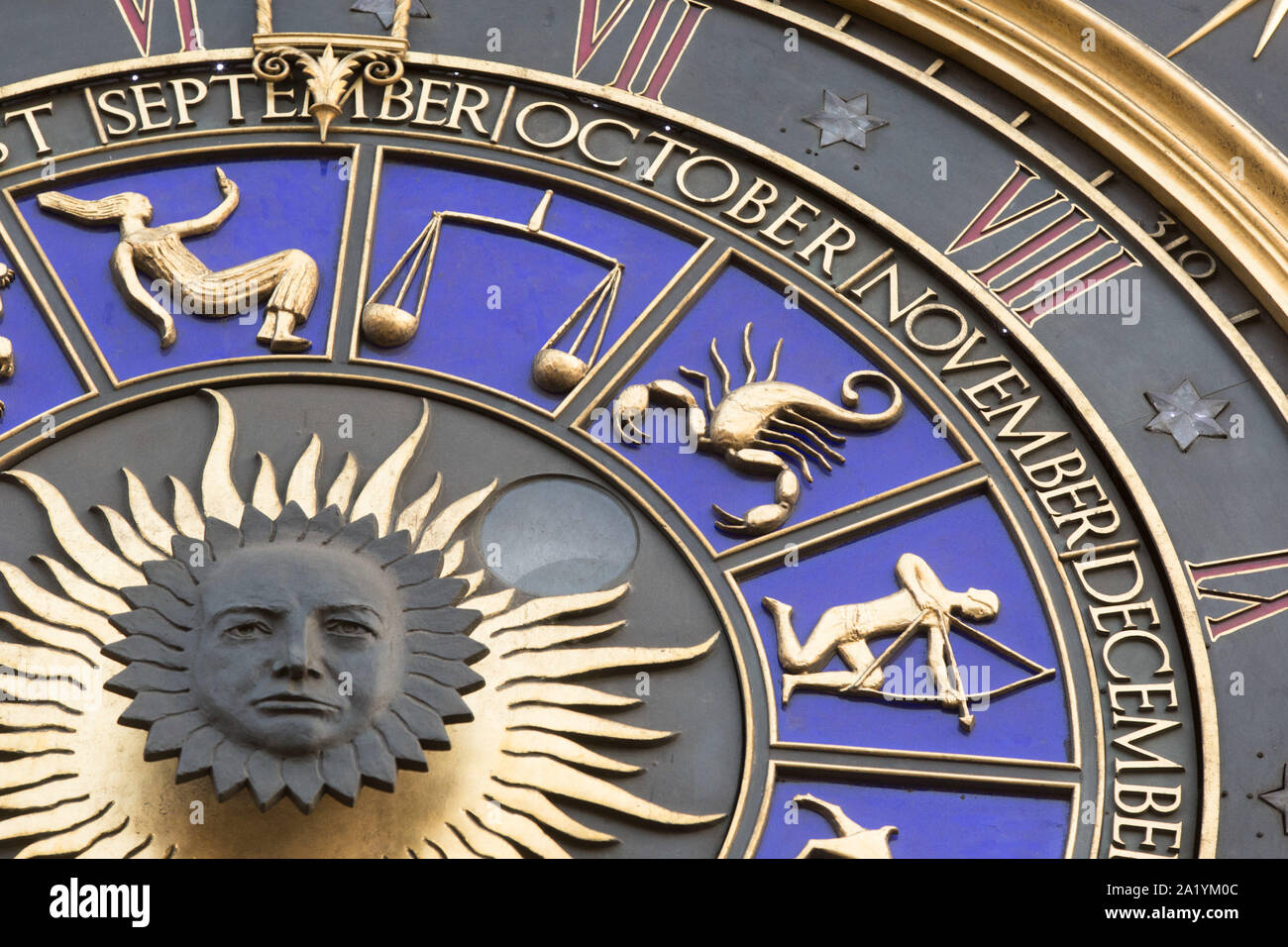 Astrology clock face Stock Photo - Alamy
