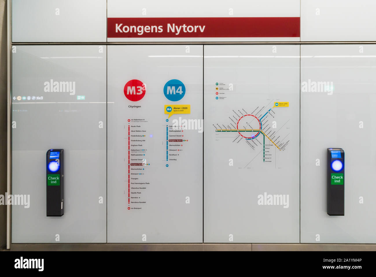 Copenhagen, Zealand Denmark - 29 9 2019: Metro lines map in Kongens ...