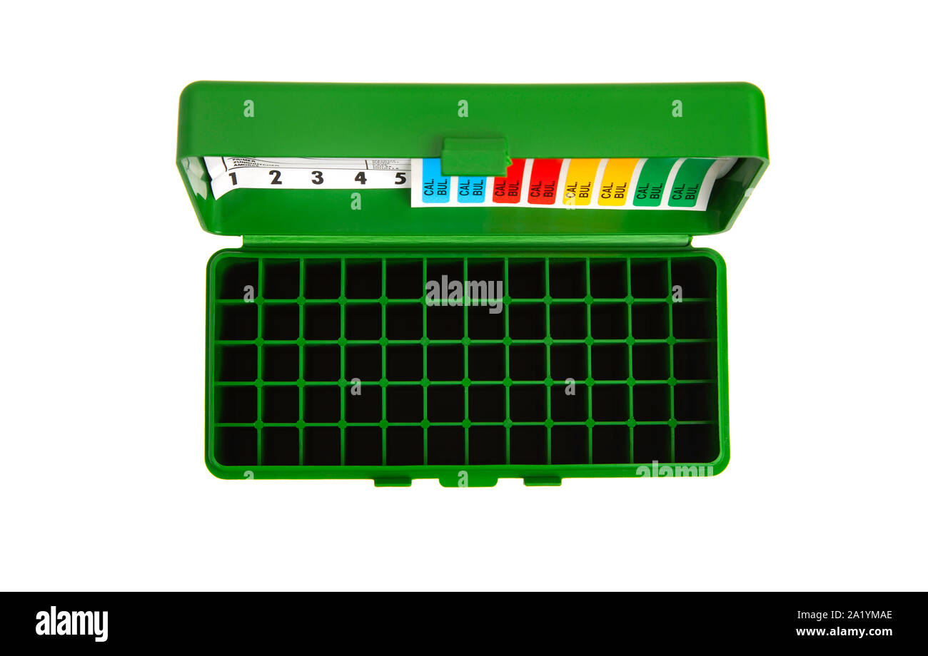 Plastic box for cartridges isolate on white background Stock Photo - Alamy