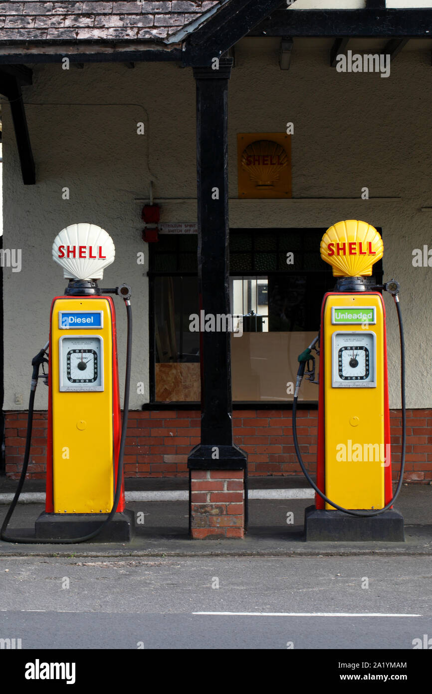 Original Shell petrol pumps at Colyford Filling Station, built in 1927 ...