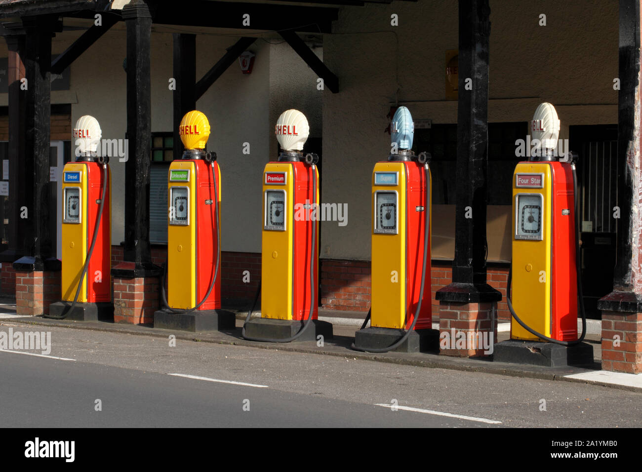 Original Shell petrol pumps at Colyford Filling Station, built in 1927 ...