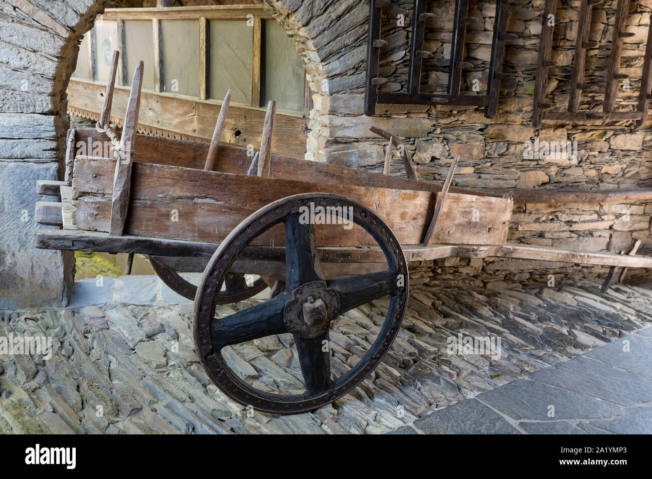 A primitive wooden cart on display at the Ethnographic Museum of ...