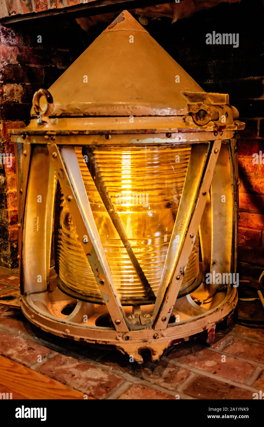 A 275 millimeter drum lens from a lightship glows in a room at the St ...