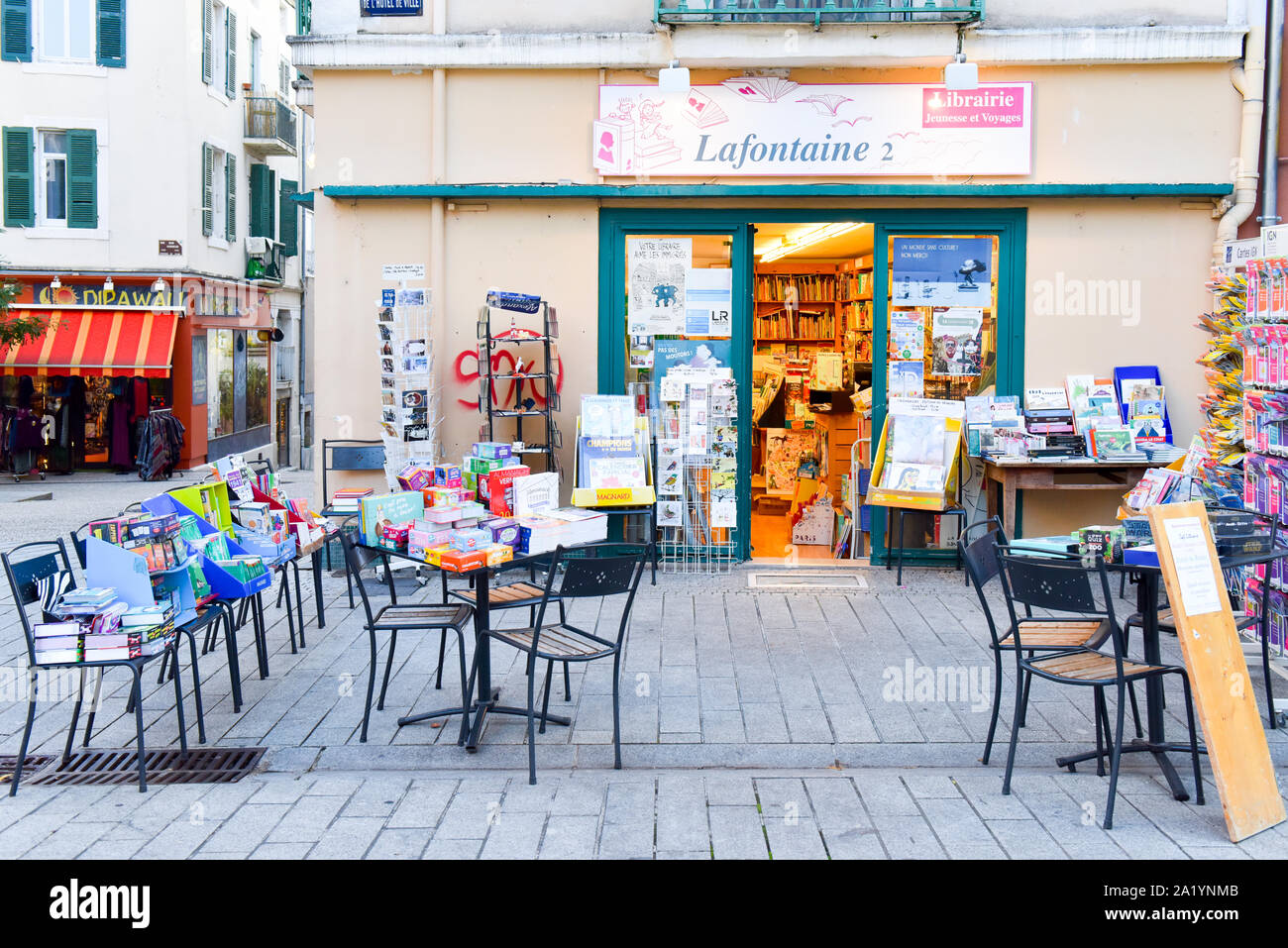 Bookstore, town of Privas, Ardeche region , France Stock Photo - Alamy