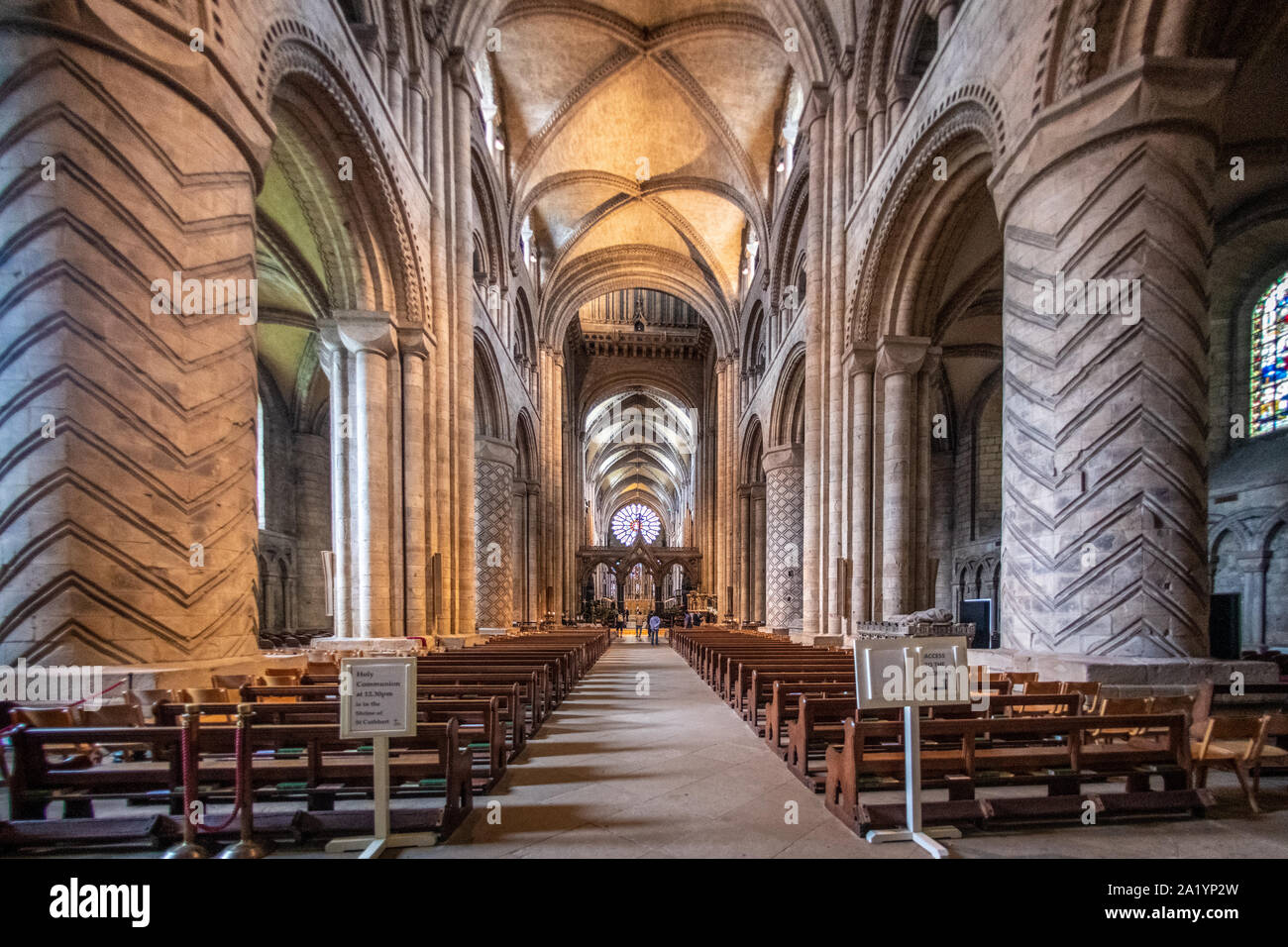 The rib vaulted ceilings within Durham Cathedral, Durham, United ...