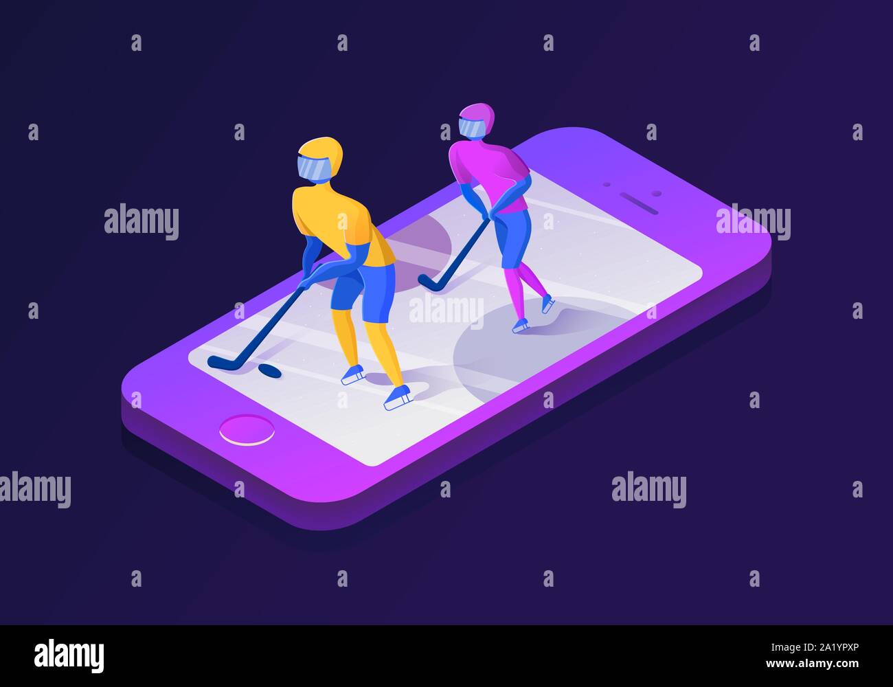 Isometric mobile phone illustration. Hockey vector illustration Stock ...