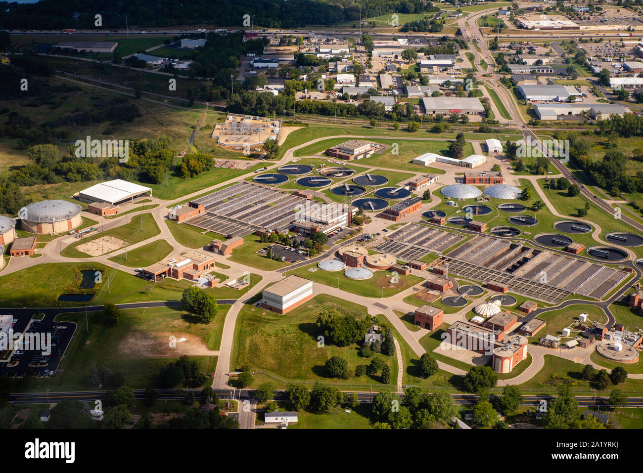 Aerial photograph of the Madison Metropolitan Sewage Treatment Plant ...