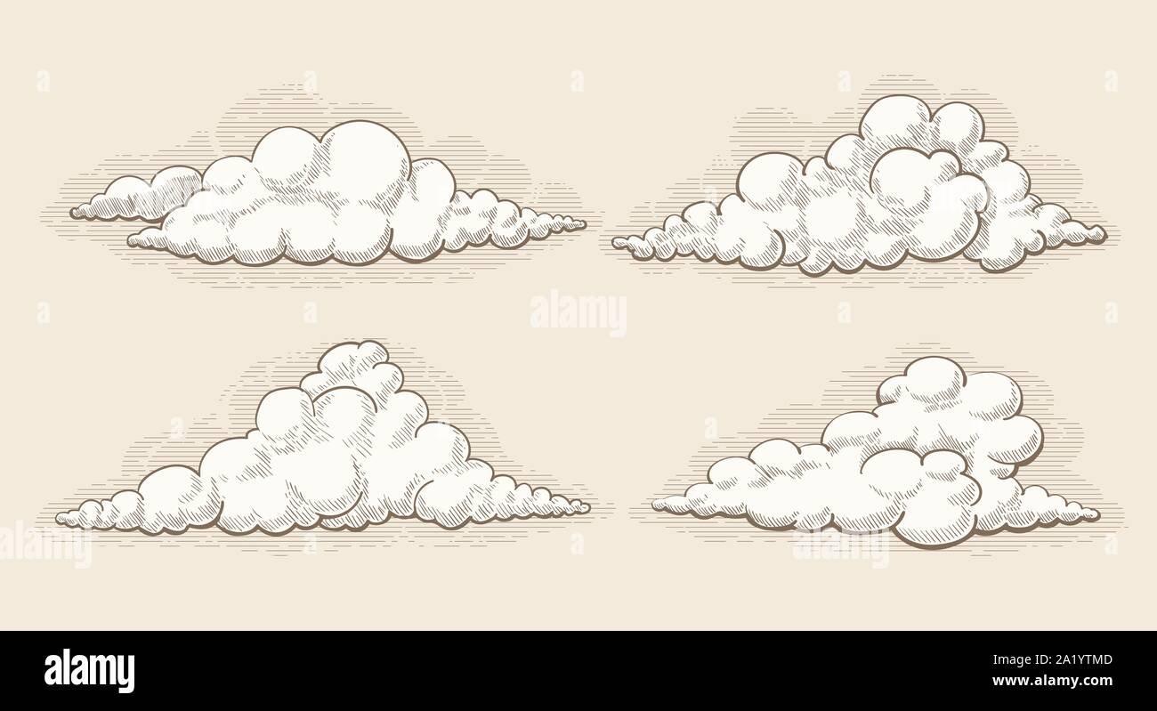 Engraved retro clouds collection Stock Vector Image & Art - Alamy