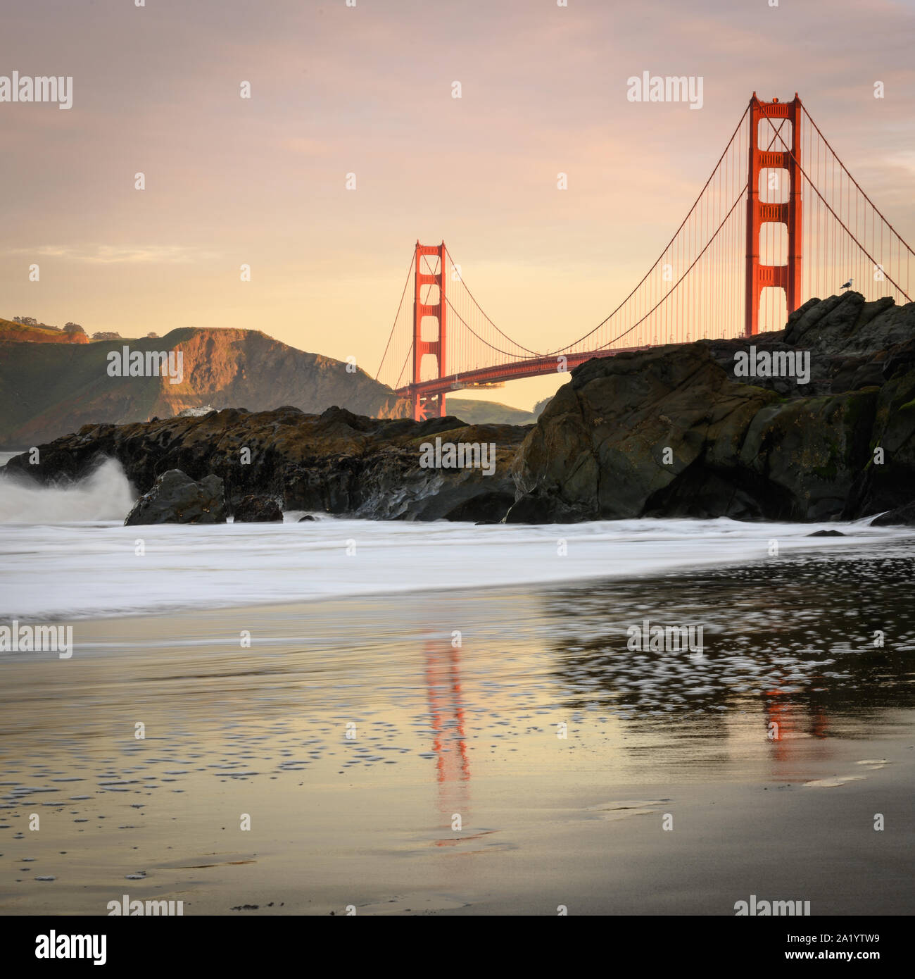 Long Exposure of Surf at Baker Beach in Golden Gate National Recreation ...