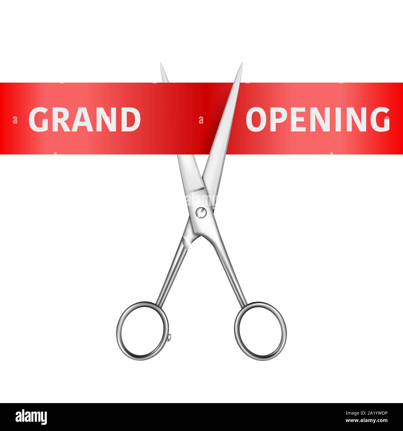 Grand Opening Banner. Vector 3d Realistic Silver Metal Scissors utting ...