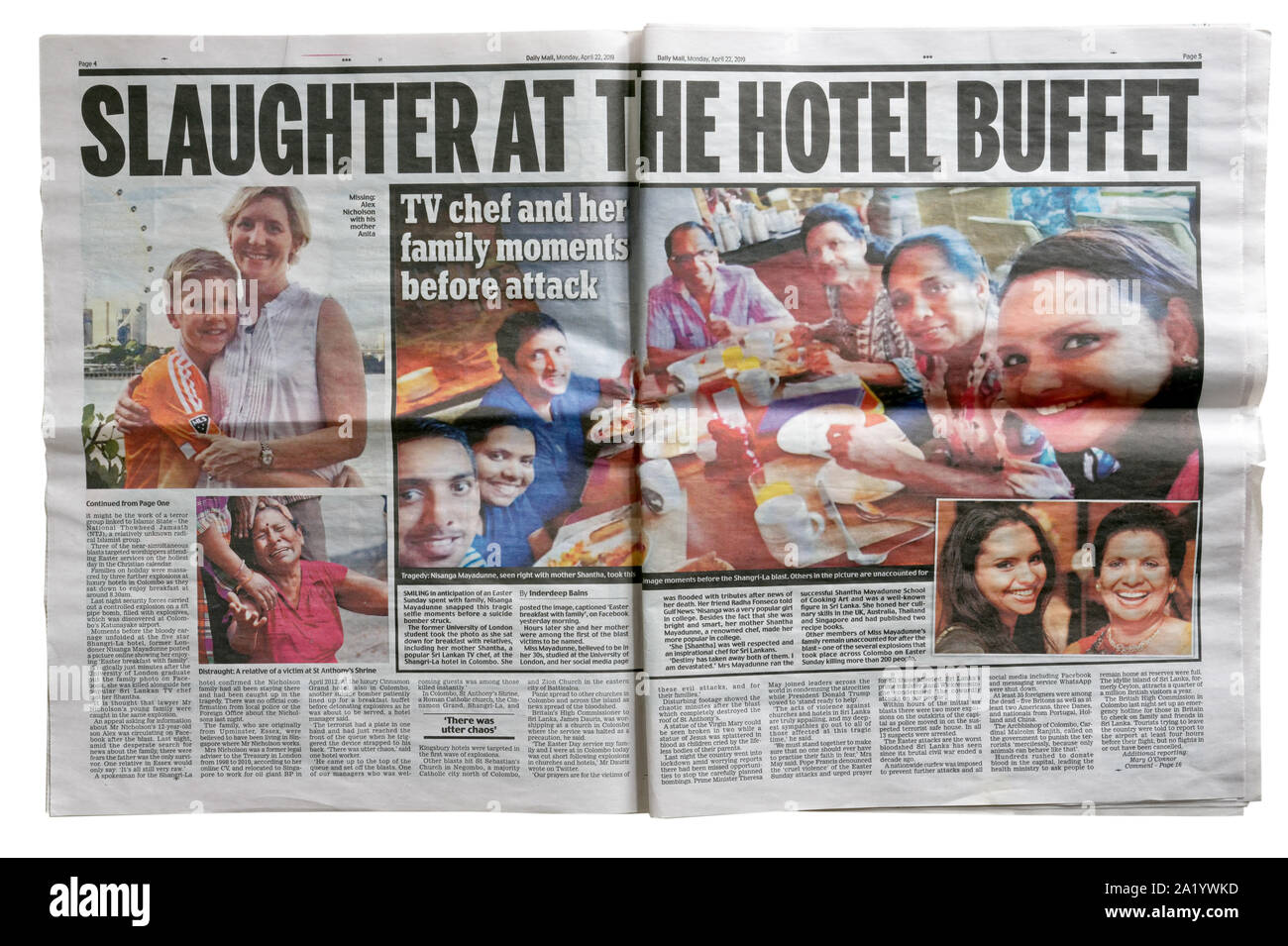 The inside pages of the Daily Mail about the Sri Lanka bombings at ...