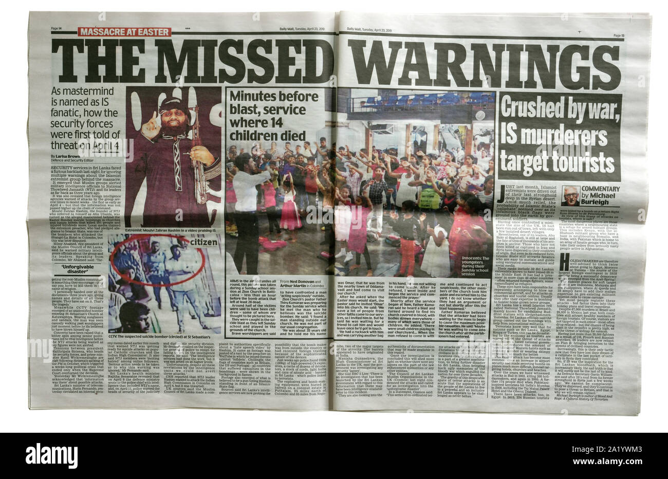 The inside pages of the Daily Mail about the Sri Lanka bombings at ...