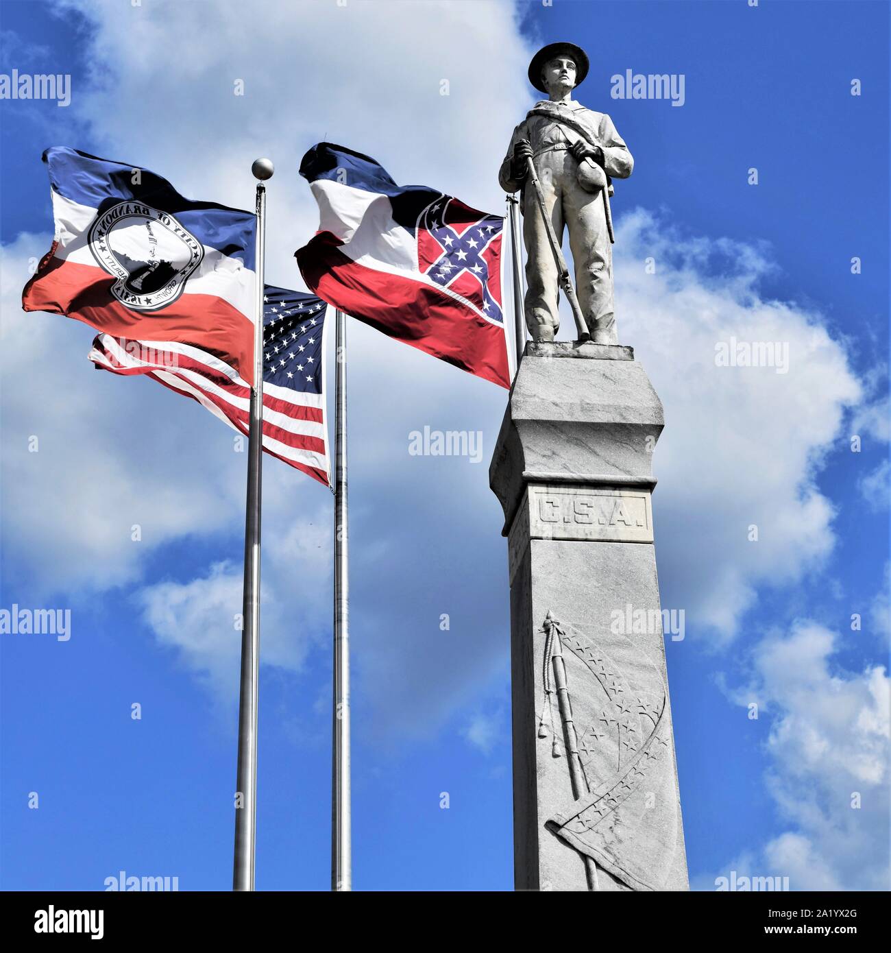 The Confederate Statue on the square in Brandon, Mississippi Stock ...
