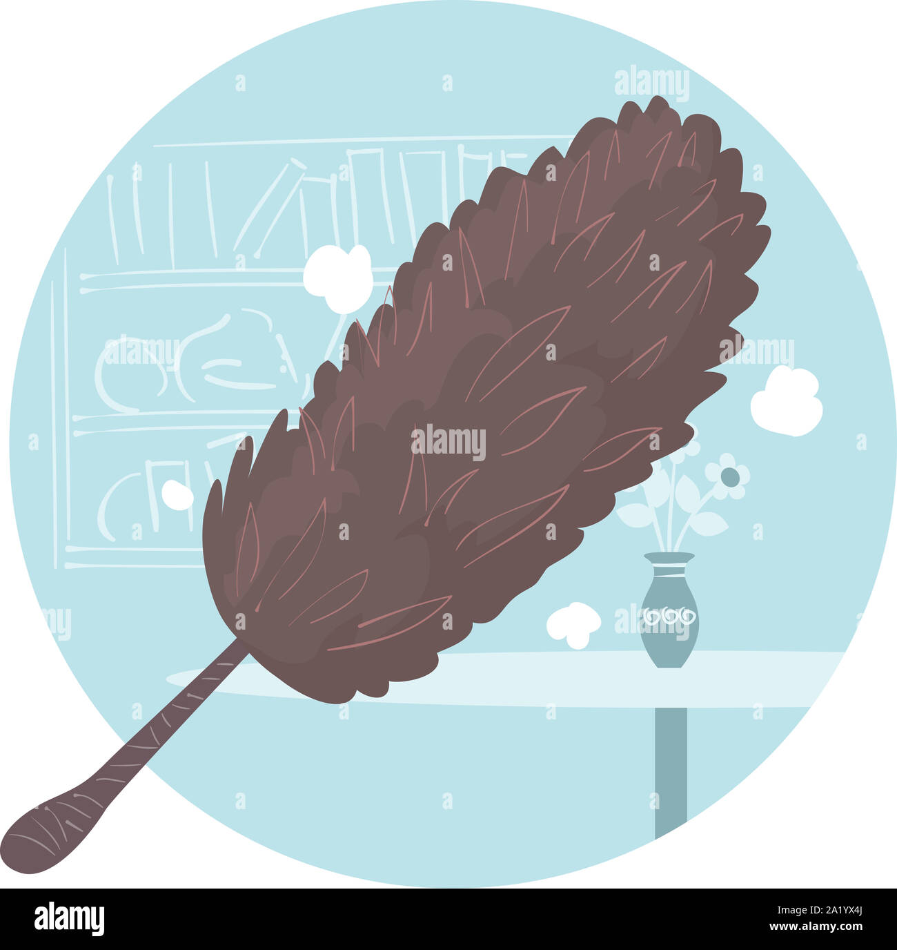Illustration of Household Chores, Dusting, Using a Feather Duster Stock ...