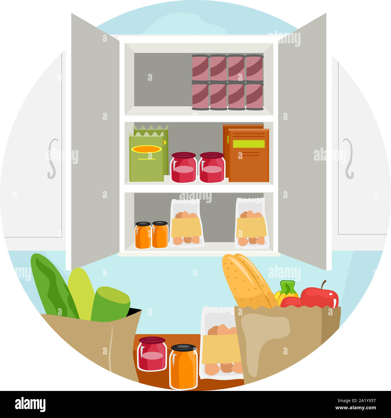 Illustration of Household Chores, Putting Away Groceries Stock Photo ...