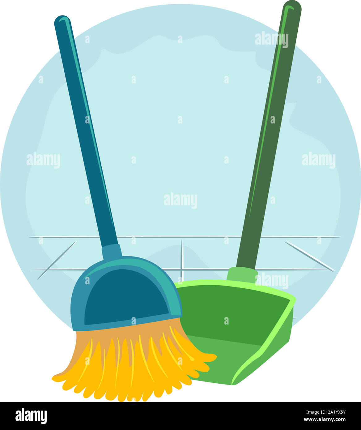 Illustration of Household Chores, Sweeping with Brush and Dust Pan ...