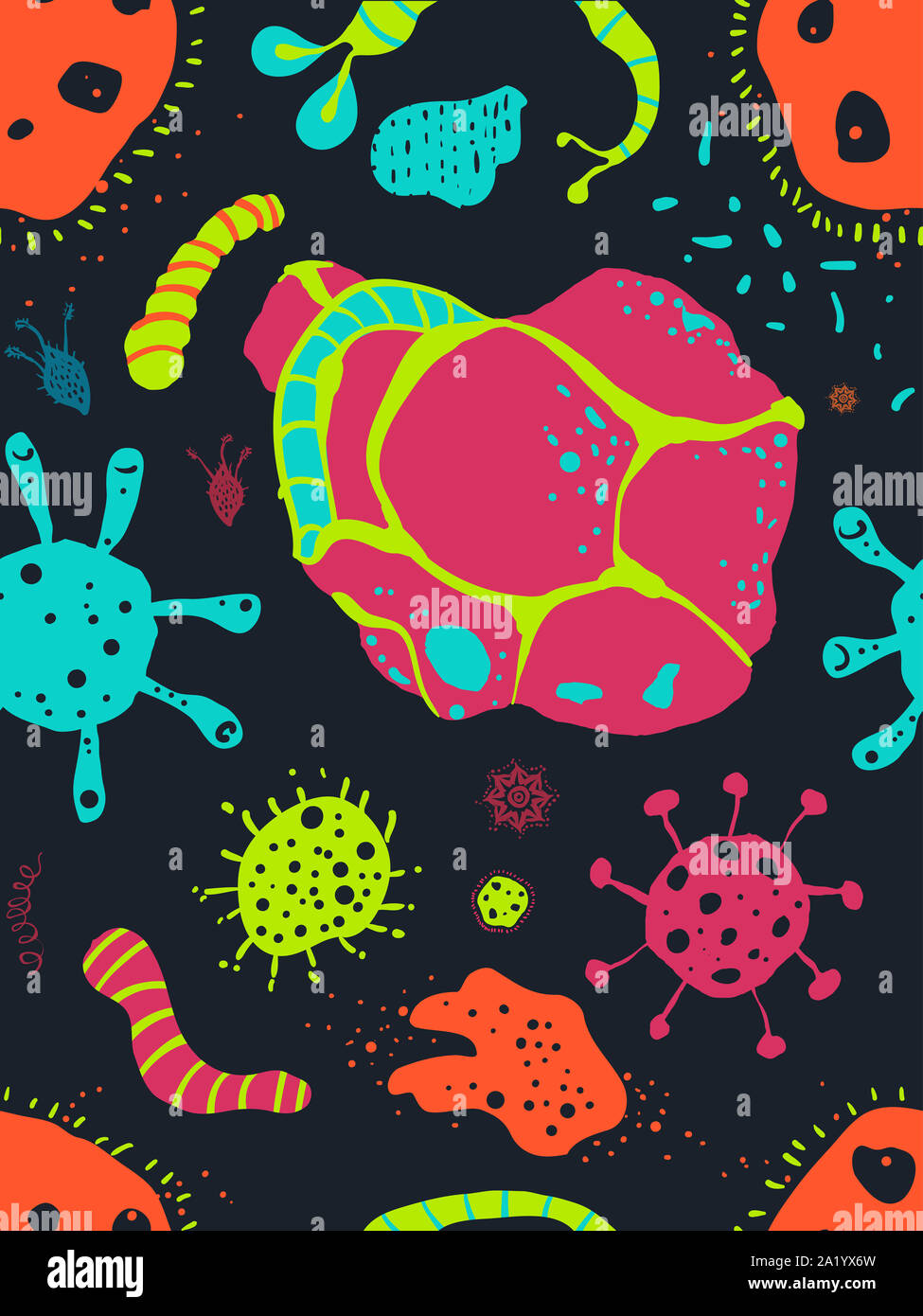 Seamless Background Illustration of an Abstract Microscopic World of ...