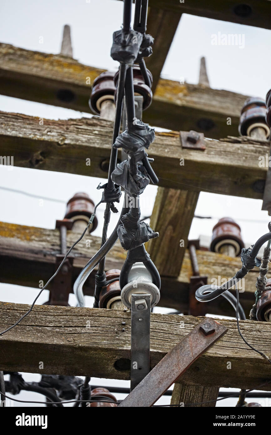 Wooden electrical pole Stock Photo - Alamy