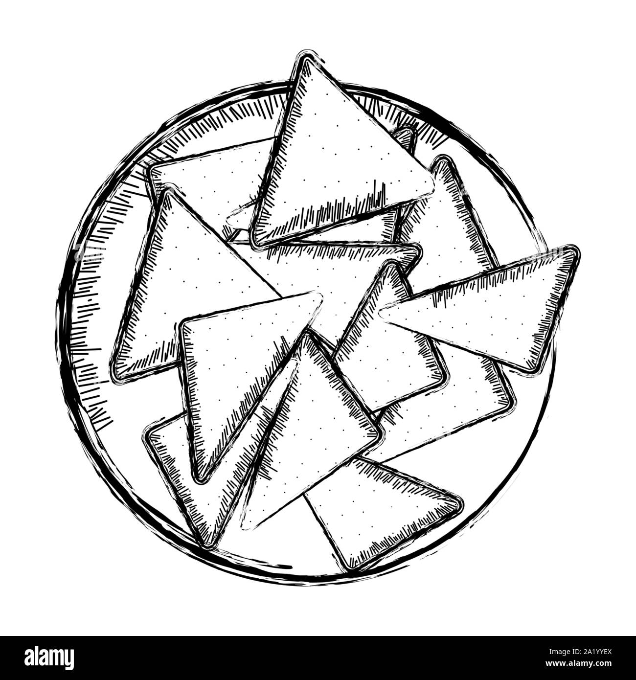 Isolated retro sketch of nachos - Vector illustration Stock Vector ...