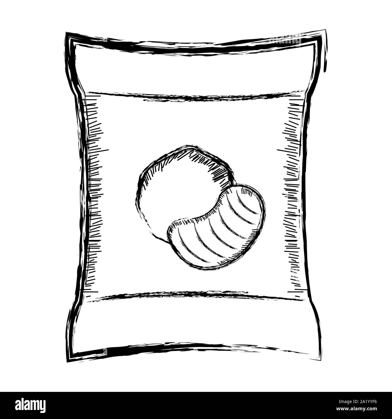 Isolated retro sketch of chips - Vector illustration Stock Vector Image ...