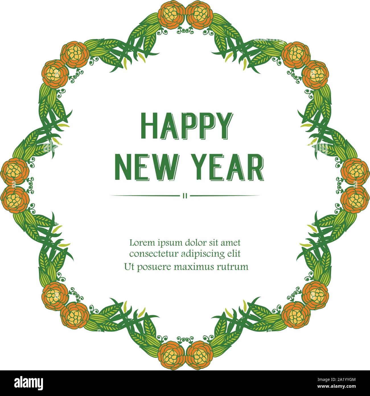 Elegant greeting card happy new year, with design art of colorful ...