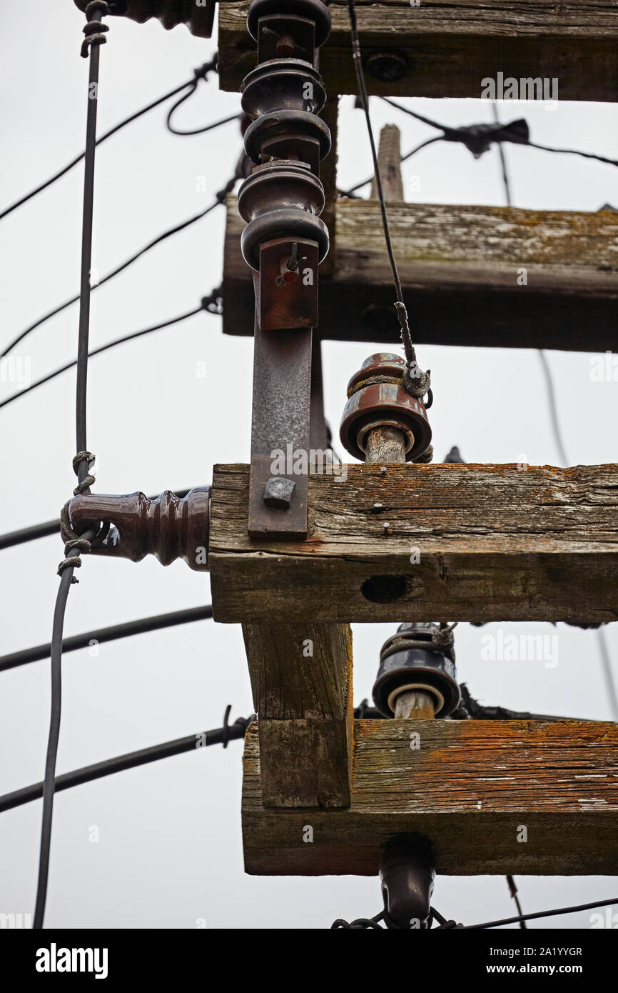Wooden electrical pole Stock Photo - Alamy
