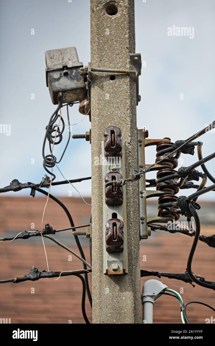 Wooden electrical pole Stock Photo - Alamy
