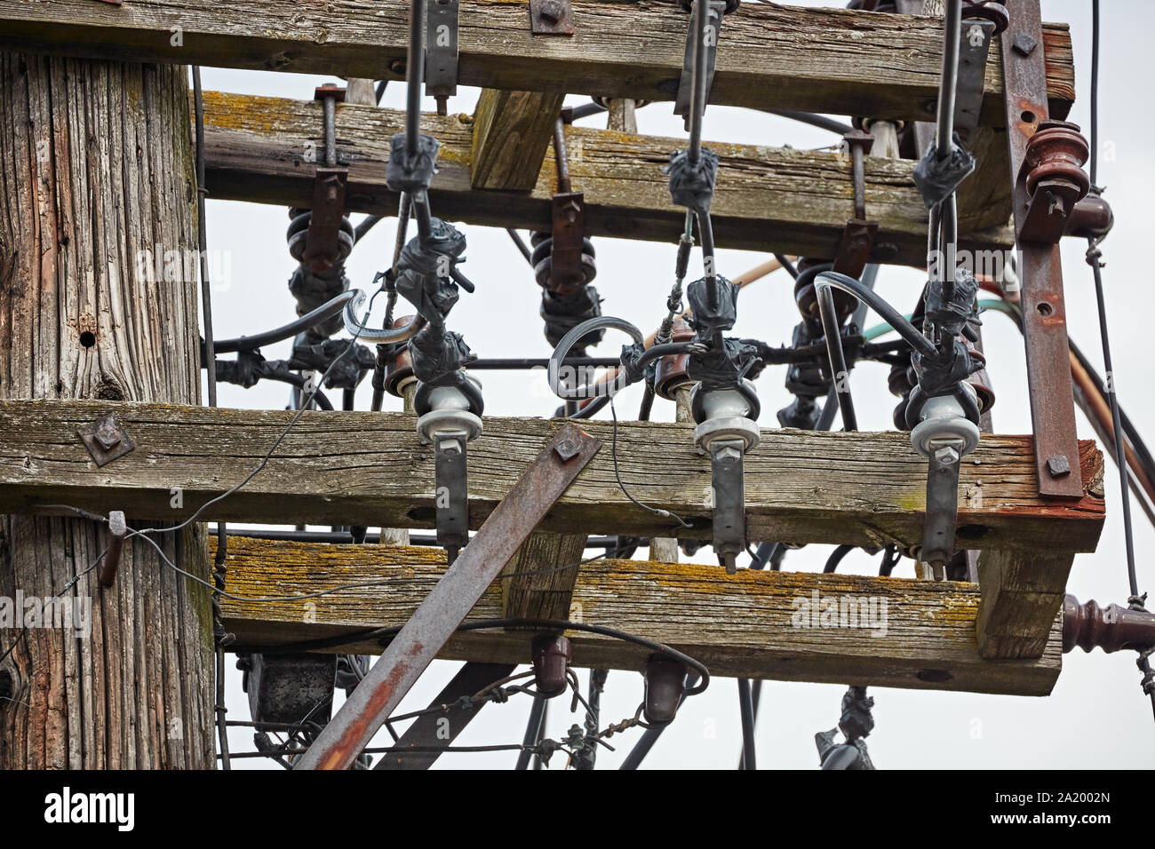 Electric Transmission Lines Wooden Poles High Resolution Stock ...