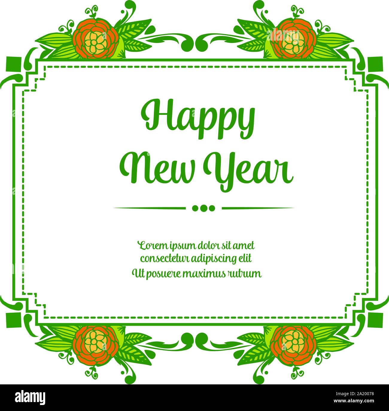 Template design of card happy new year, with pattern of colorful flower ...