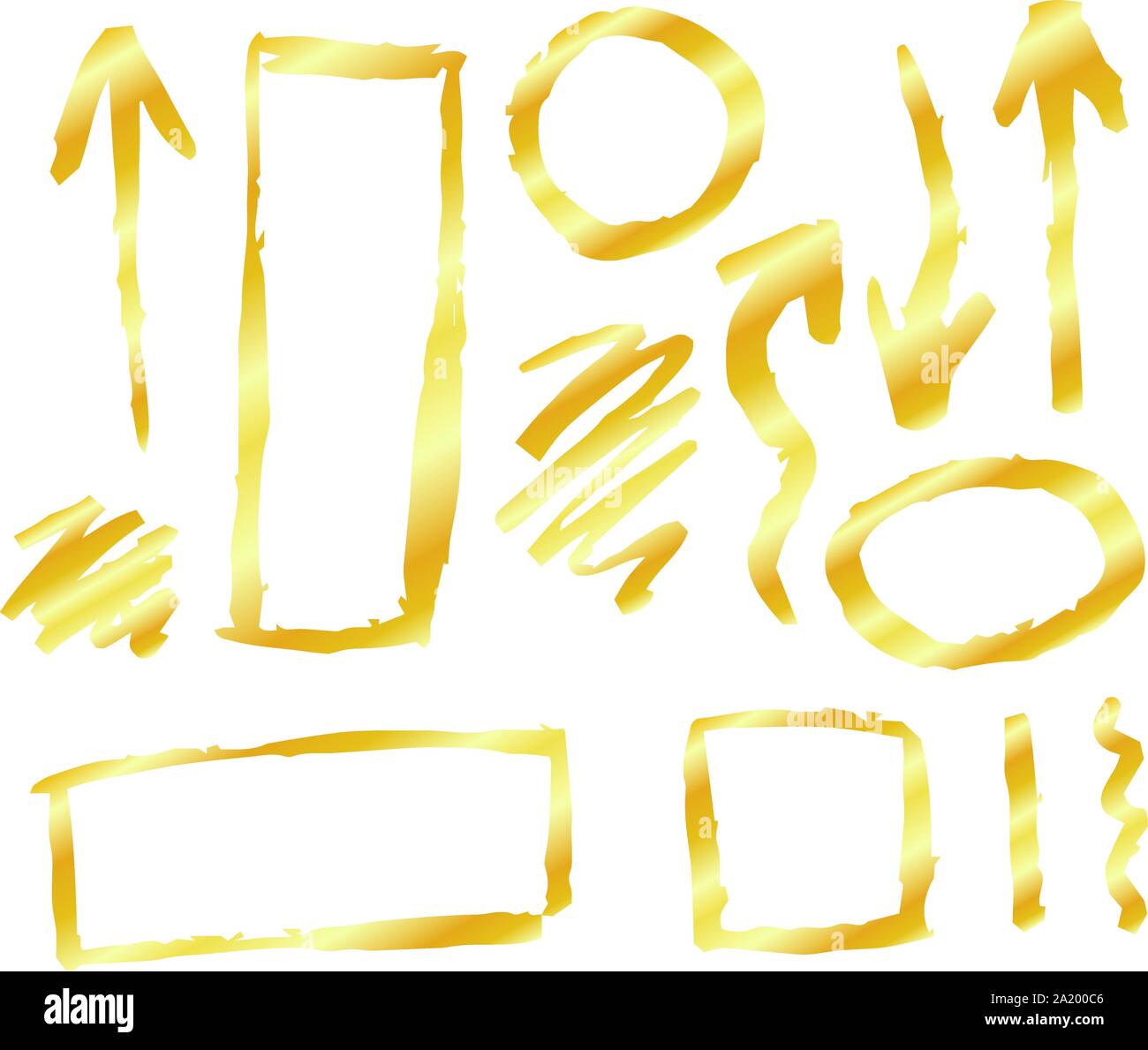 This is a illustration of a Gold sign written with a brush set Stock ...