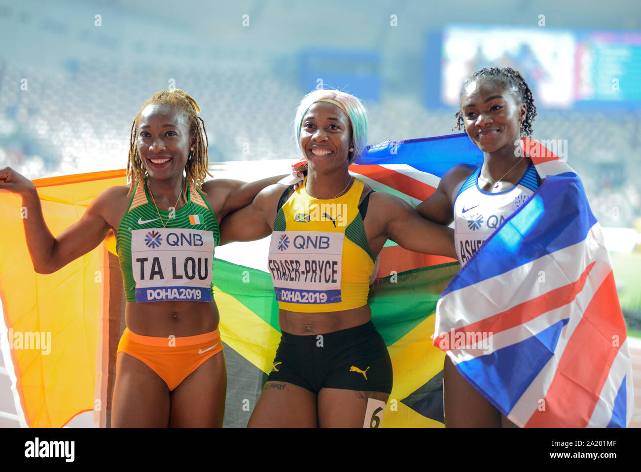 Shelly-Ann Fraser-Pryce (Jamaica), Marie Josee Ta Lou (Cote d' Ivoire ...