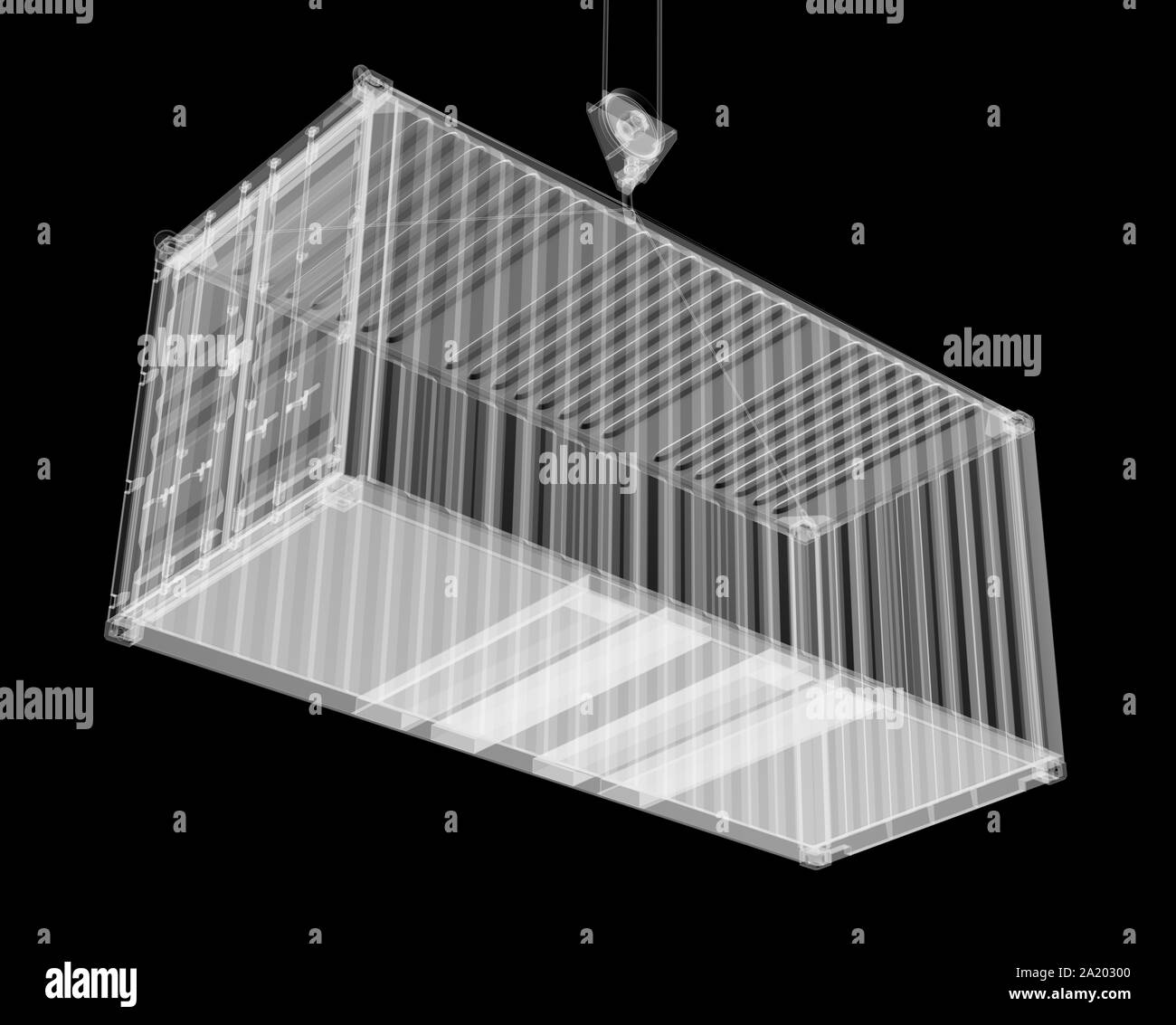 X-ray shipping container isolated on black. 3D rednering Stock Photo ...