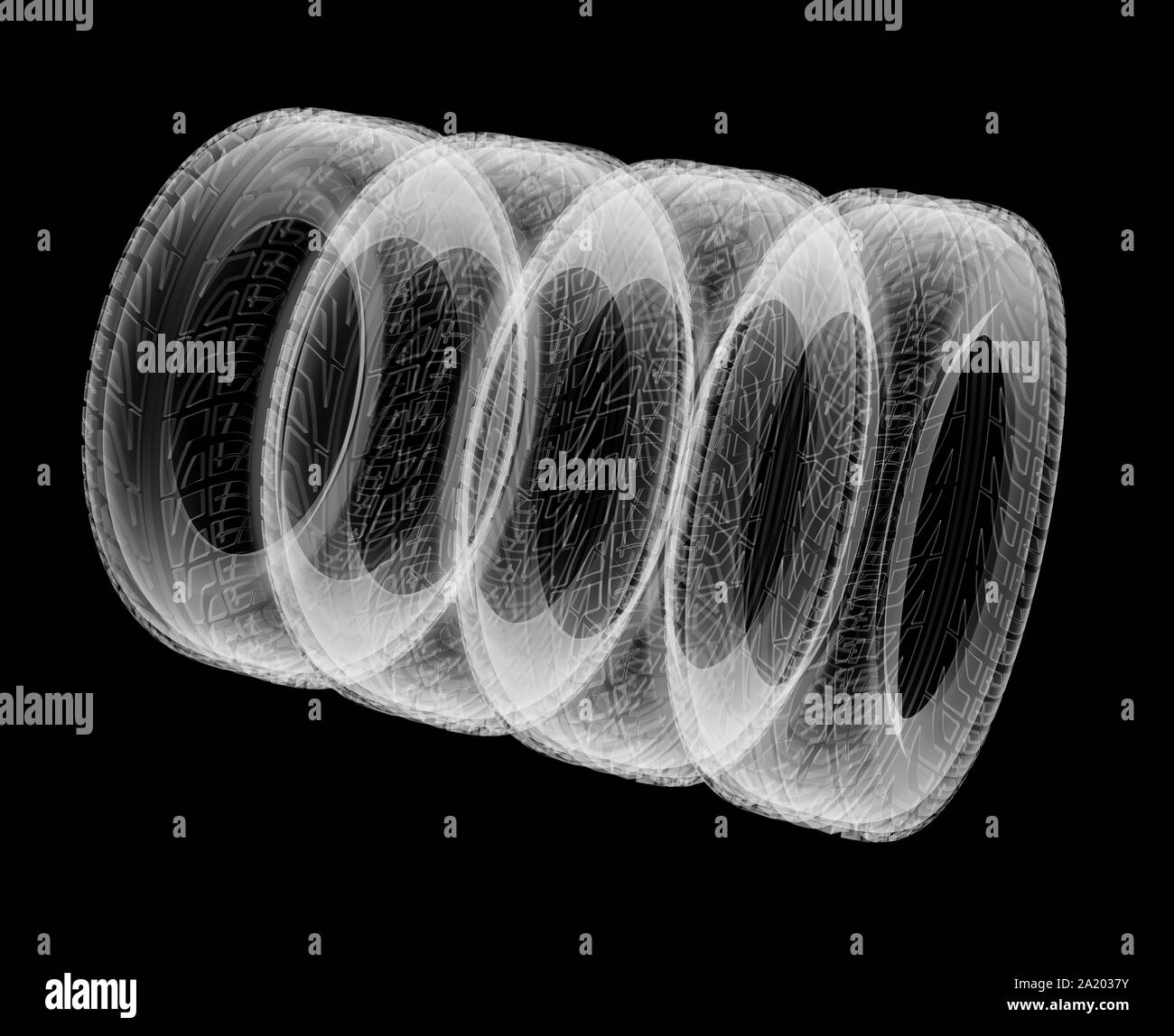 Car wheels X-Ray style. Isolated on black background. 3D illustration ...
