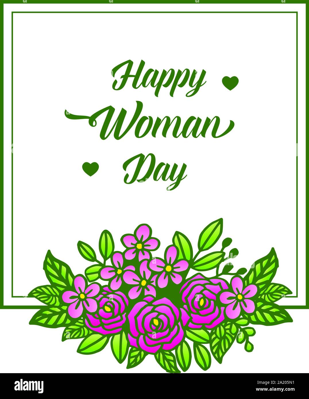 Template for greeting card happy woman day with colorful flower frame ...