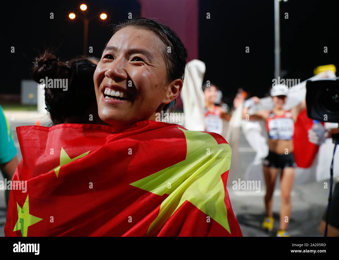 Doha, Qatar. 29th Sep, 2019. China's Liu Hong celebrates after the ...