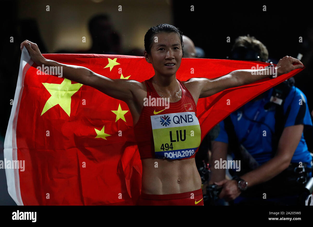 Doha, Qatar. 29th Sep, 2019. China's Liu Hong celebrates after the ...
