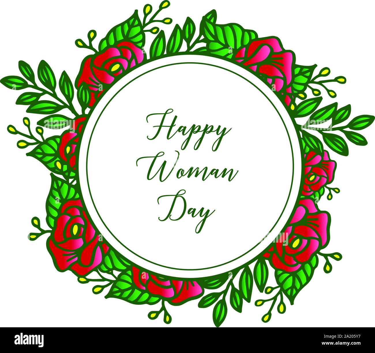 Poster or banner happy woman day, with abstract red rose flower frame ...