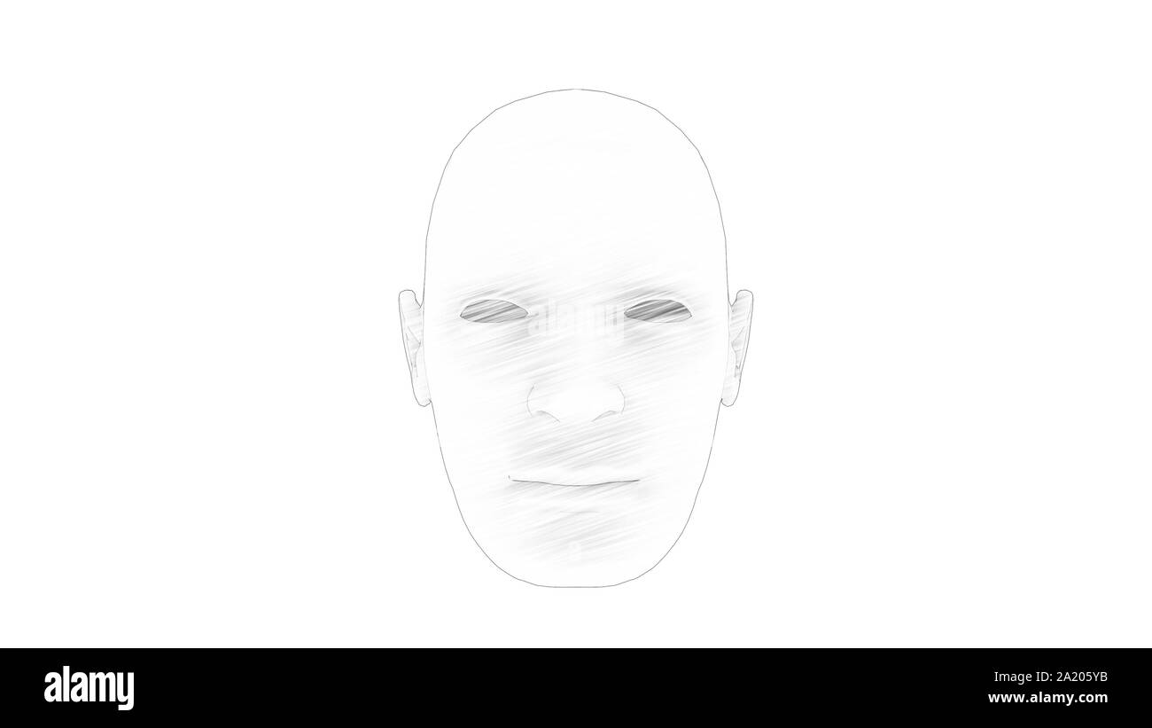 3d rendering of a human face isolated in white background Stock Photo ...