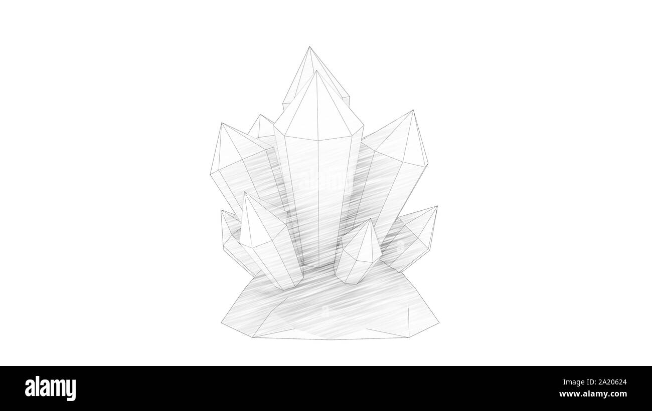 3d rendering of crystals isolated in white studio background Stock ...