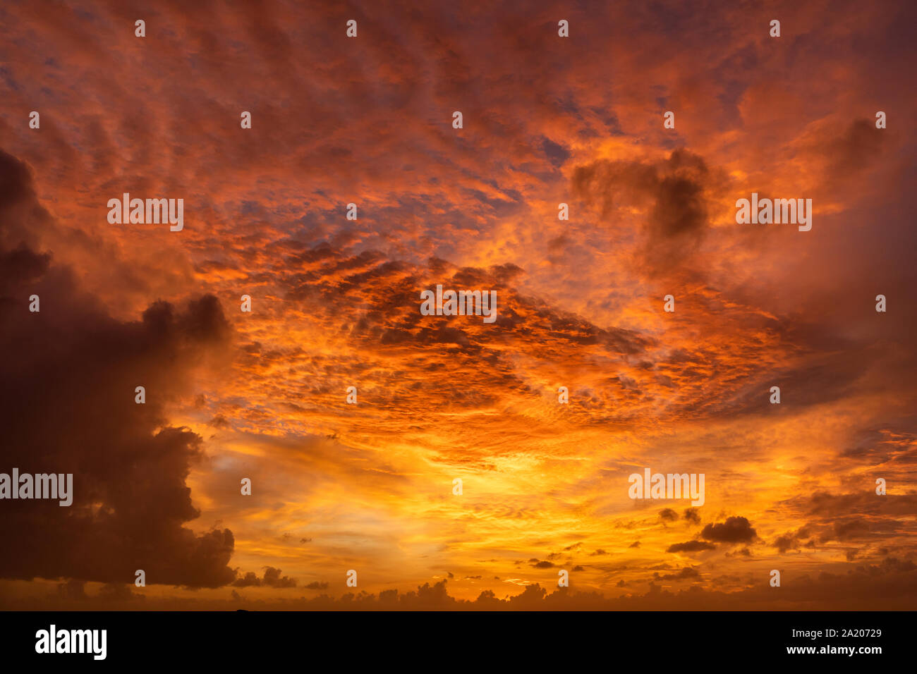 Amazing colorful bright tropical sunset in Bali island. Red colored ...