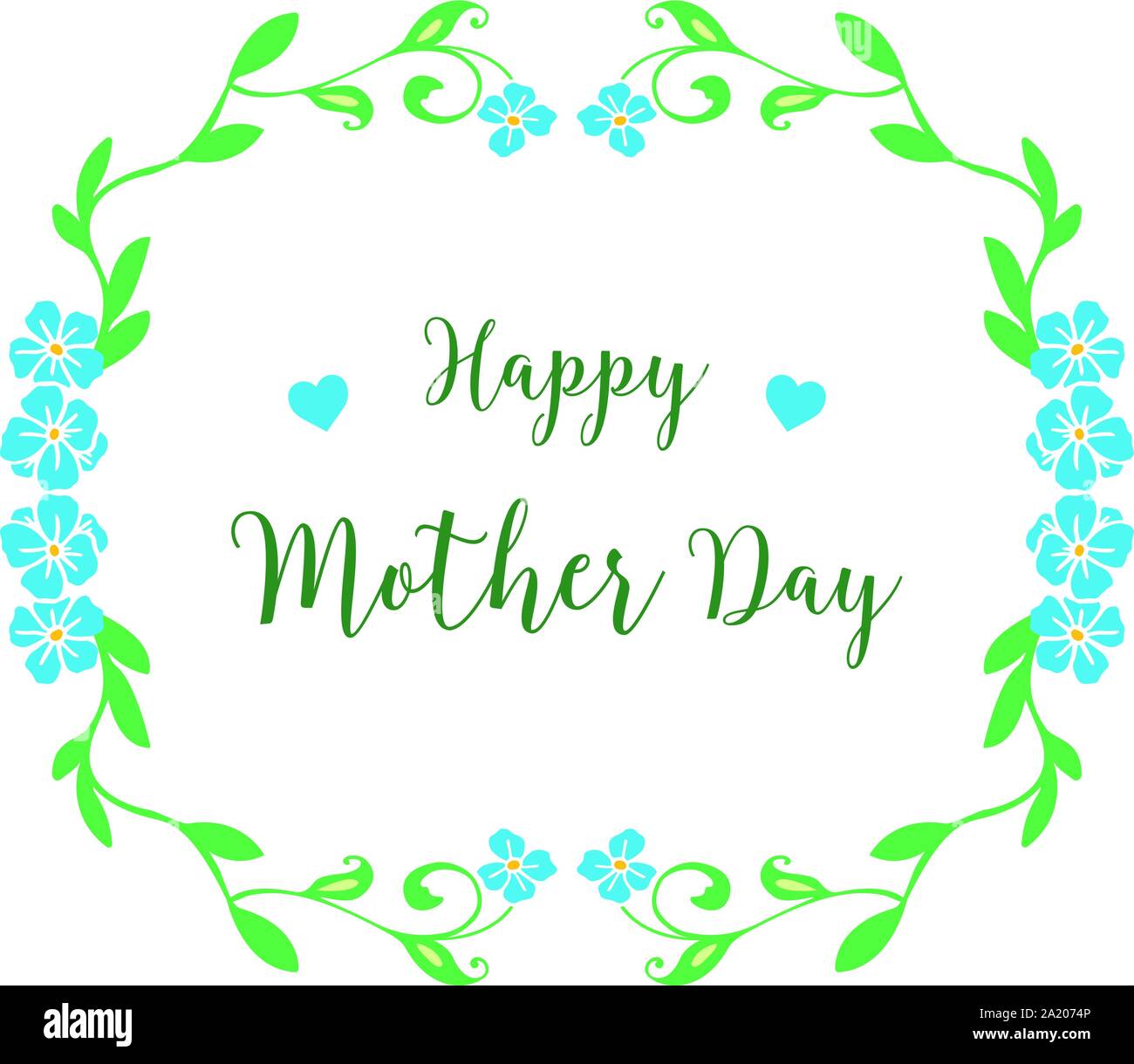 Text card of mother day, with ornate of blue flower frame. Vector Stock ...
