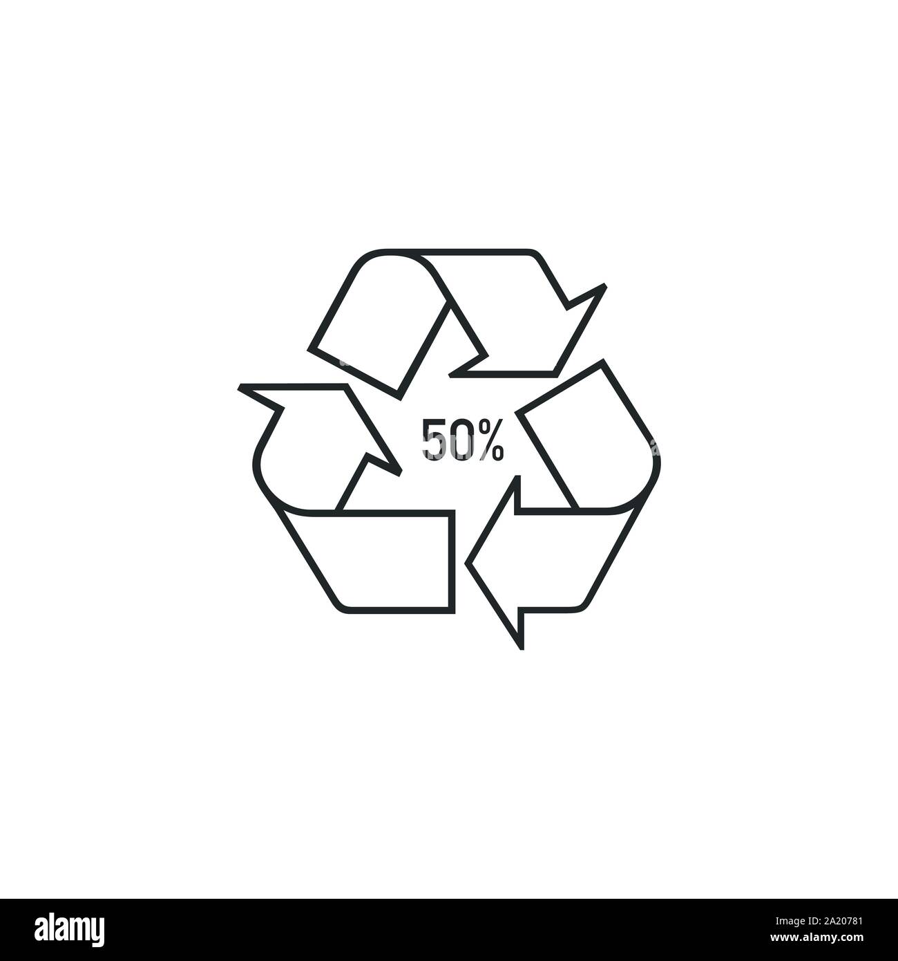 Bio matter organic material recycling symbol 50 FOR, 50 percent. Stock ...