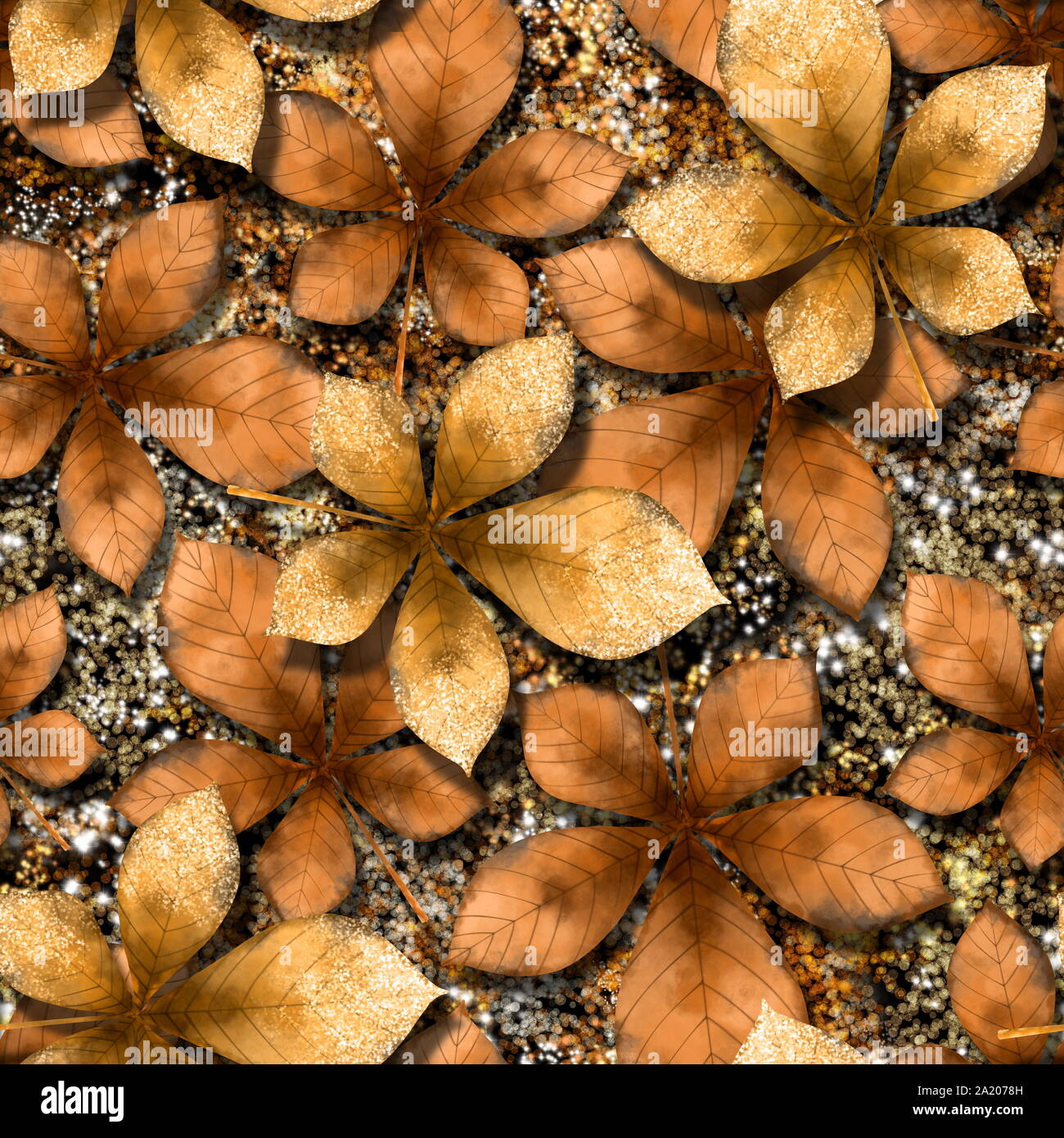 Yellow chestnut leaves seamless pattern Stock Photo - Alamy