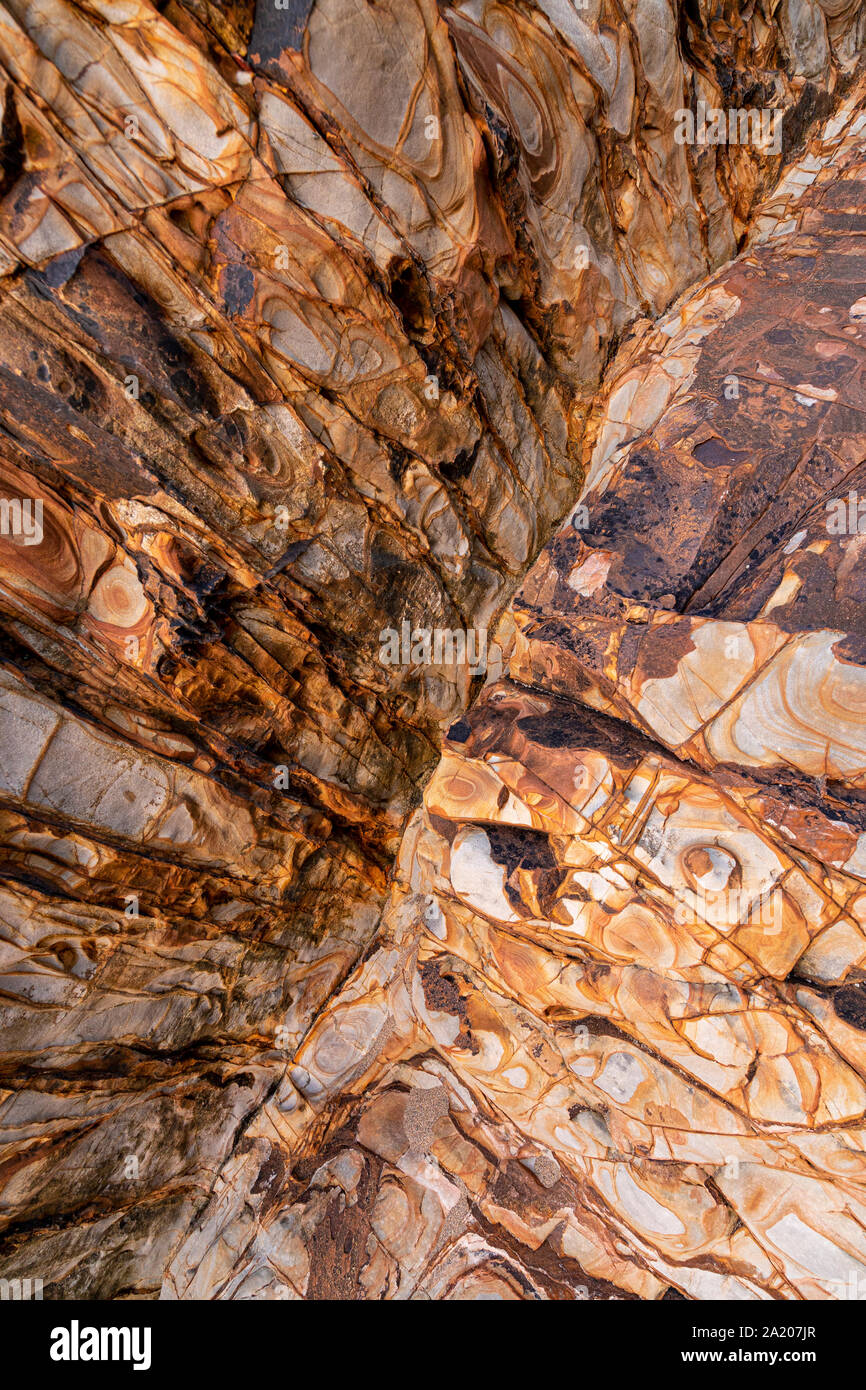 Mudstone and sandstone at Widemouth Bay on the atlantic coast of north ...